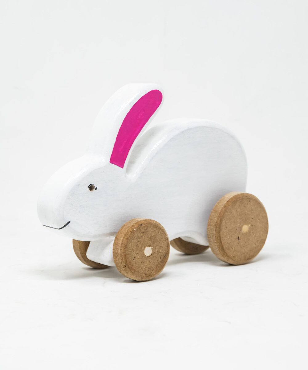 Wooden Rabbit Toy on Wheels
